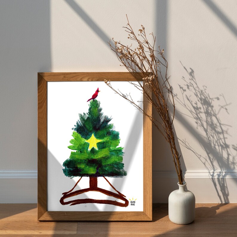 Christmas Tree Pose Yoga Art Print - Etsy