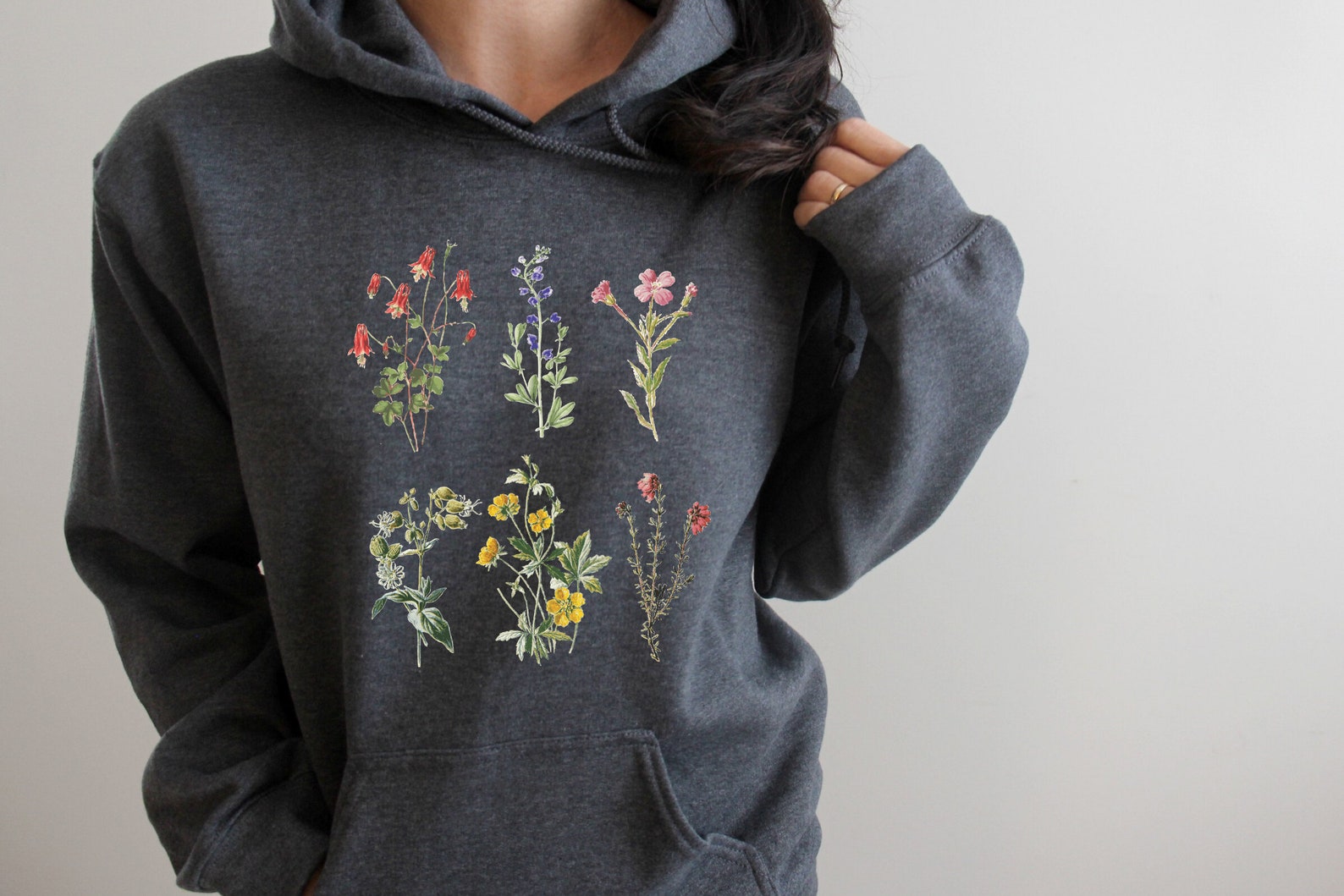 Wildflower Hoodies Botanical Hoodies Hoodies With Flowers - Etsy