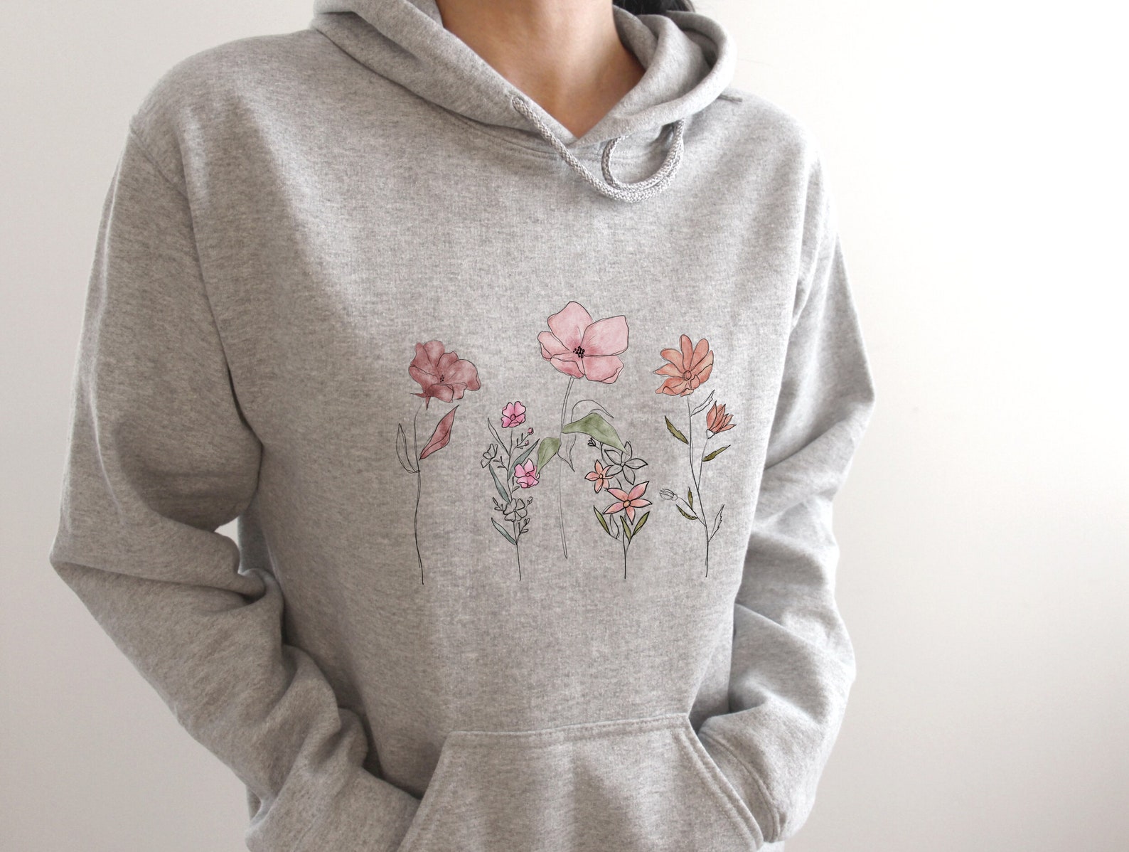 Wildflower Hoodies Botanical Hoodies Hoodies With Flowers | Etsy