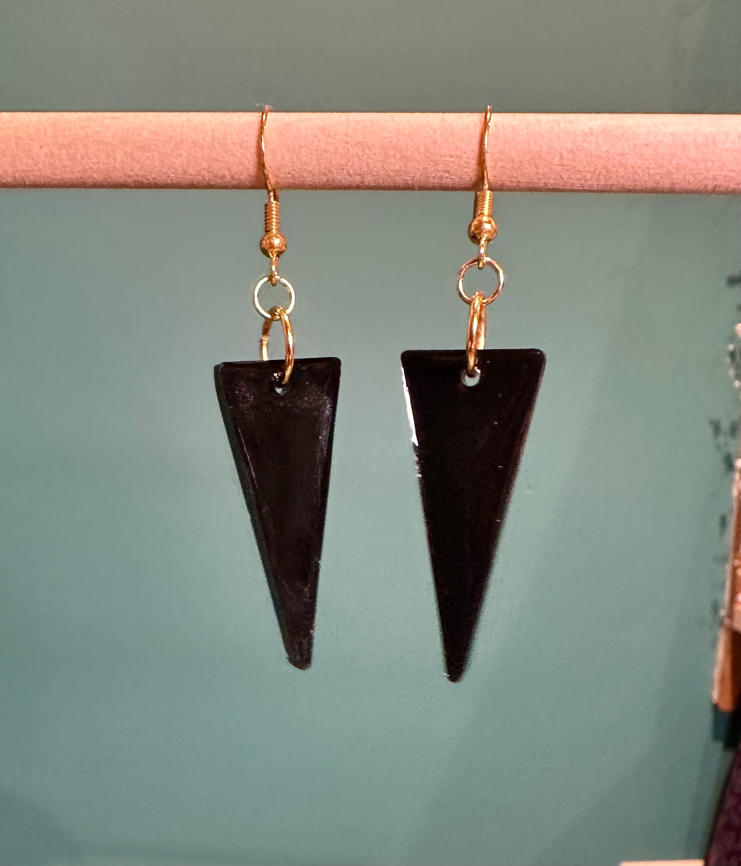 Black Inverted Triangle Earrings! Medium - Etsy