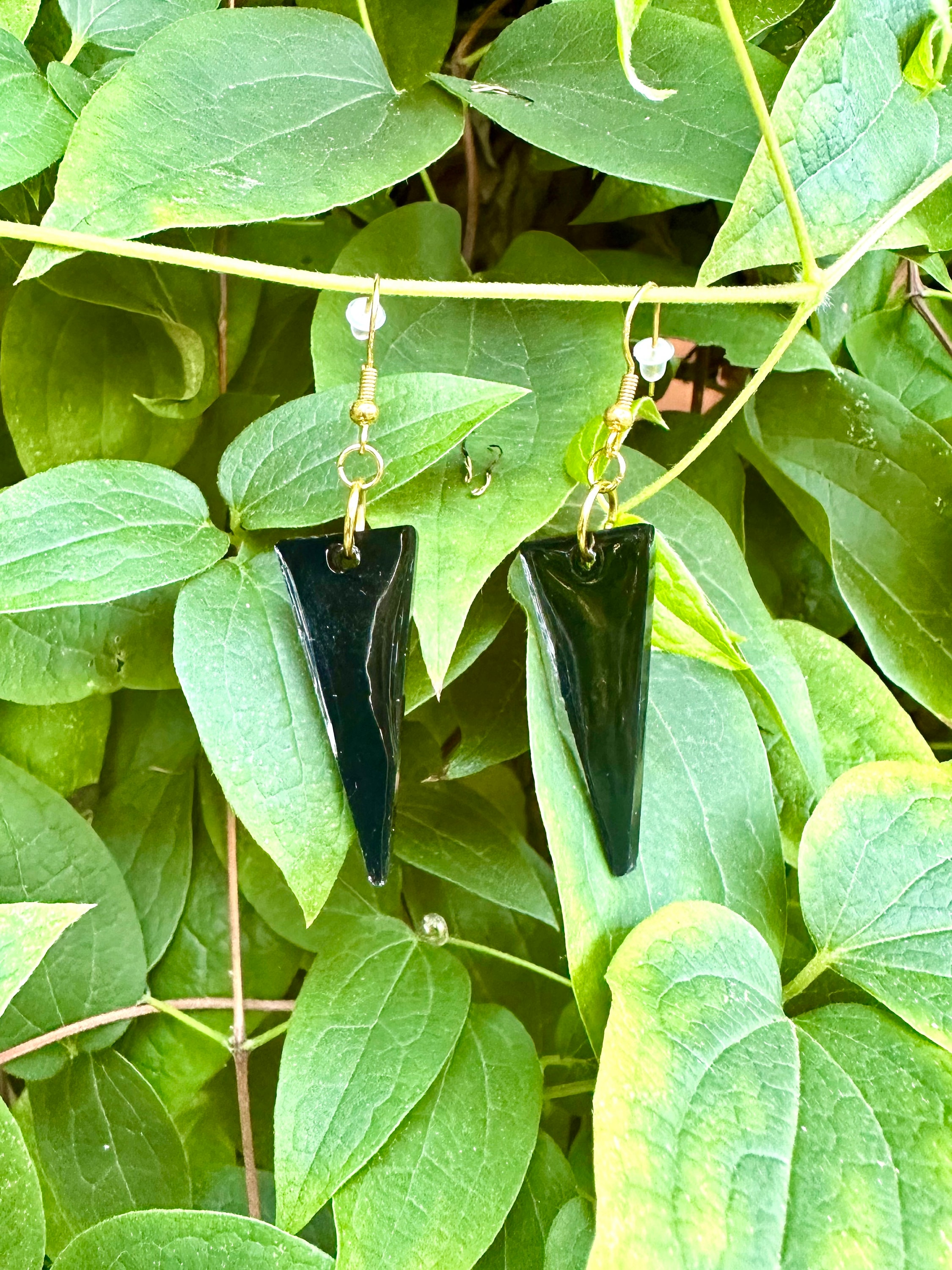 Black Inverted Triangle Earrings! Medium - Etsy