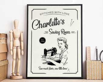 Custom Sewing Room Poster Printable Wall Art Personalize | Etsy