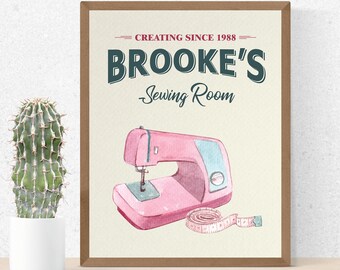 Custom Sewing Room Poster Printable Wall Art Personalize | Etsy