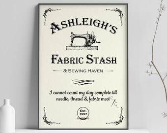 Custom Sewing Room Poster Printable Wall Art Personalize | Etsy