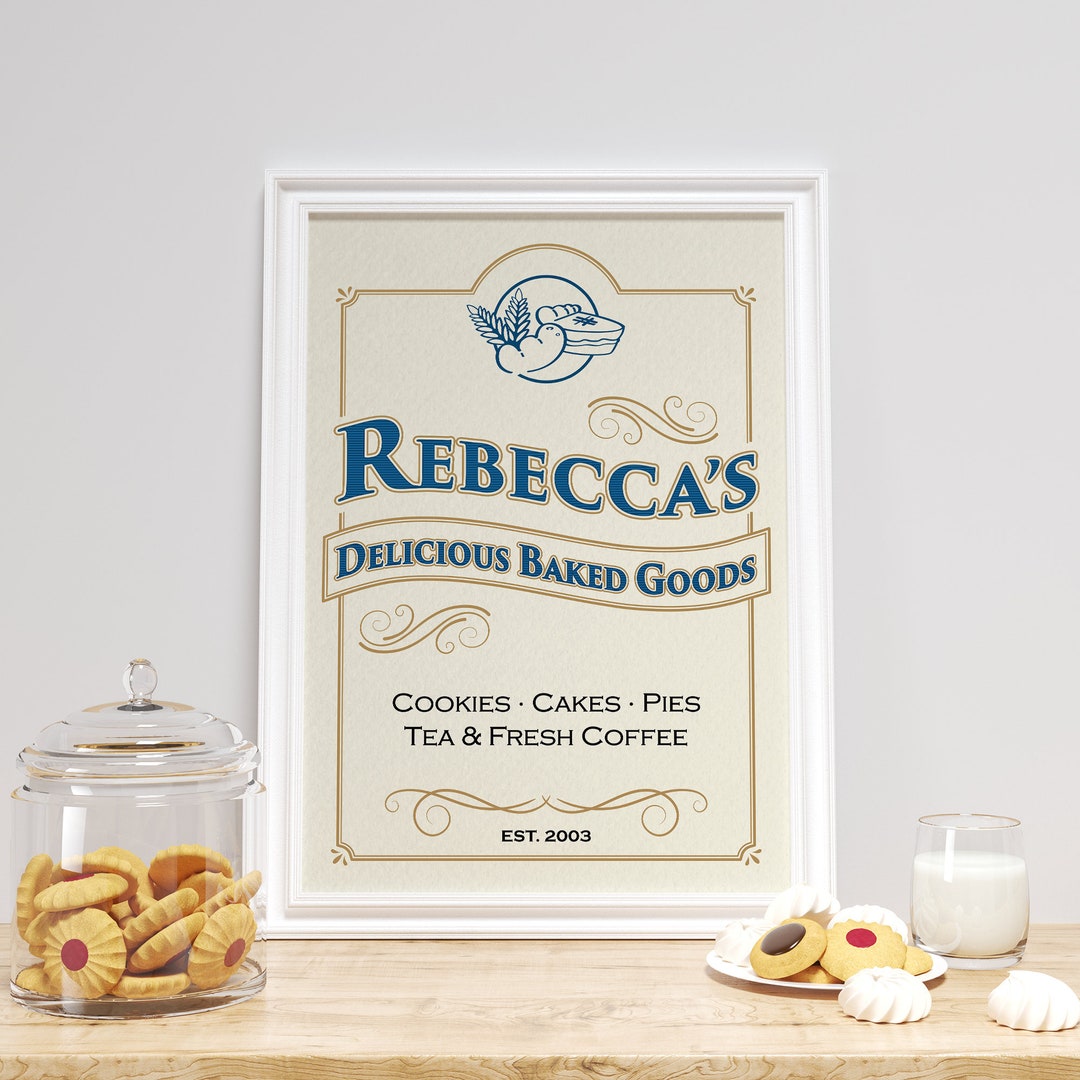 Custom Retro Baking Poster Printable Wall Art Personalize Your Name ...