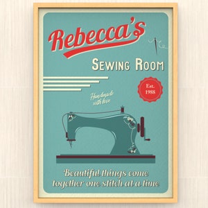 Custom Retro Poster for Sewing Room Printable Wall Art Personalize Your ...