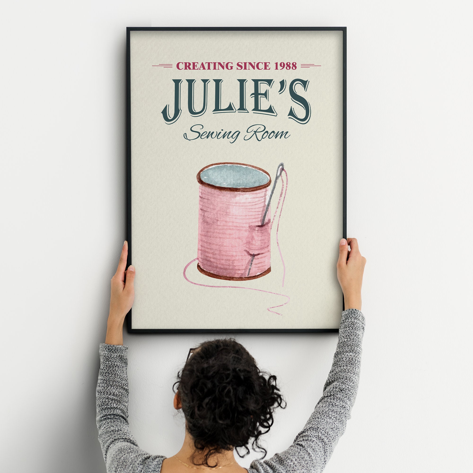 Custom Sewing Room Poster Printable Wall Art Personalize Your Name ...