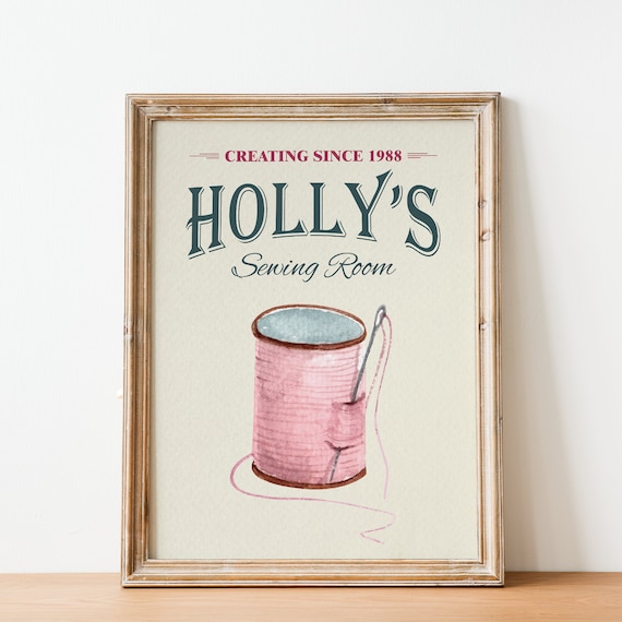 Custom Sewing Room Poster Printable Wall Art Personalize | Etsy