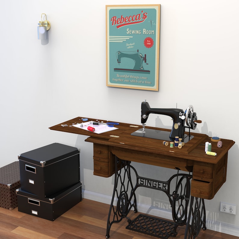 Custom Retro Poster for Sewing Room Printable Wall Art | Etsy