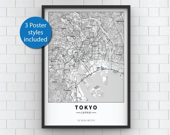 Tokyo Map Poster - Etsy