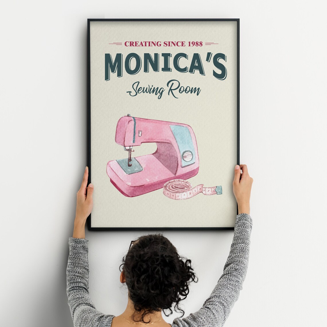Custom Sewing Room Poster Printable Wall Art Personalize Your Name ...