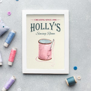 Custom Sewing Room Poster - Printable Wall Art - Personalize Your Name ...