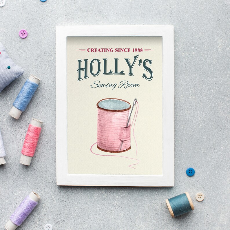 Custom Sewing Room Poster Printable Wall Art Personalize | Etsy
