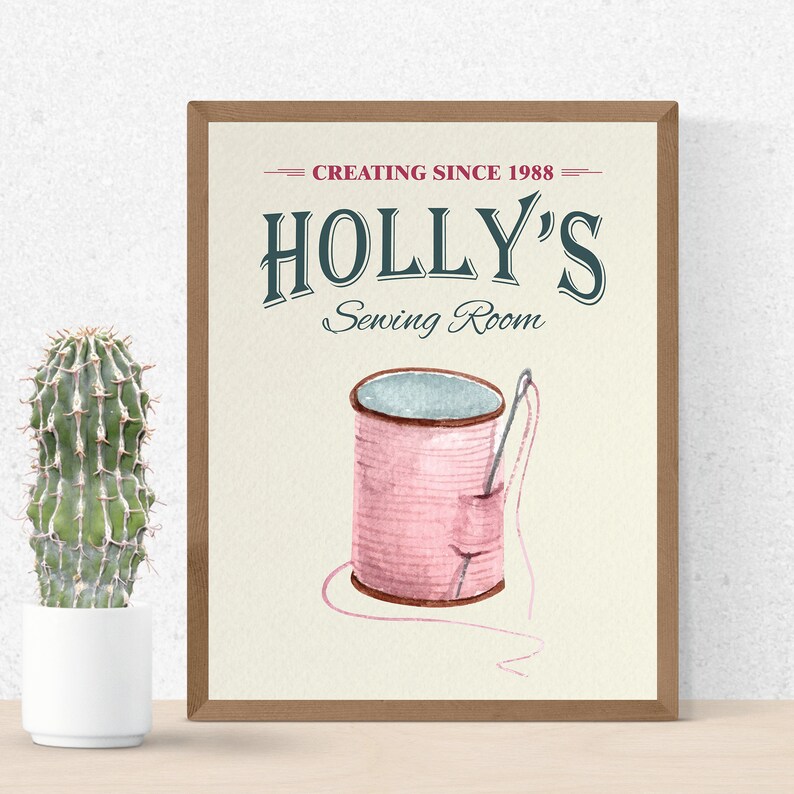 Custom Sewing Room Poster Printable Wall Art Personalize | Etsy