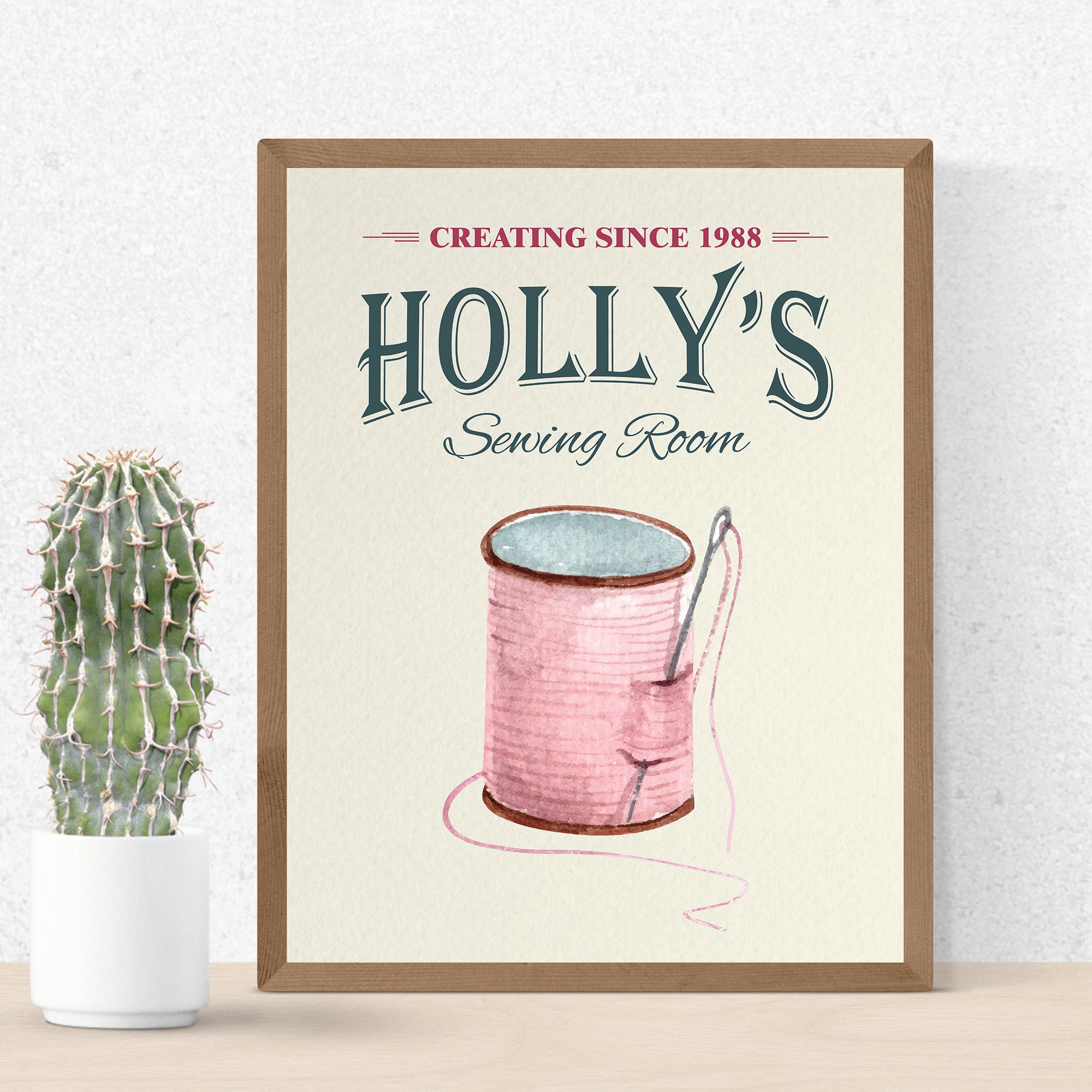 Custom Sewing Room Poster Printable Wall Art Personalize Your Name ...