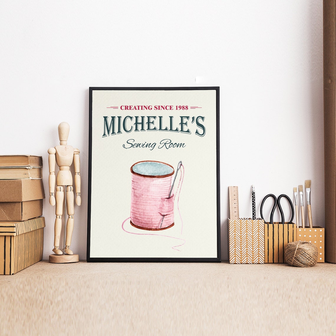 Custom Sewing Room Poster Printable Wall Art Personalize | Etsy