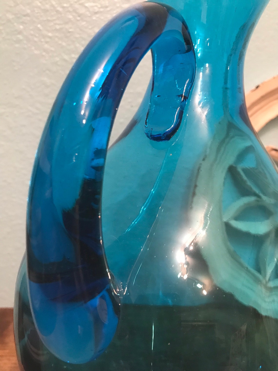 Blue Blenko Pitcher - Etsy