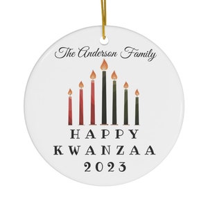 Personalized Happy Kwanzaa Ceramic Holiday Ornament, 7 Principles Gift ...