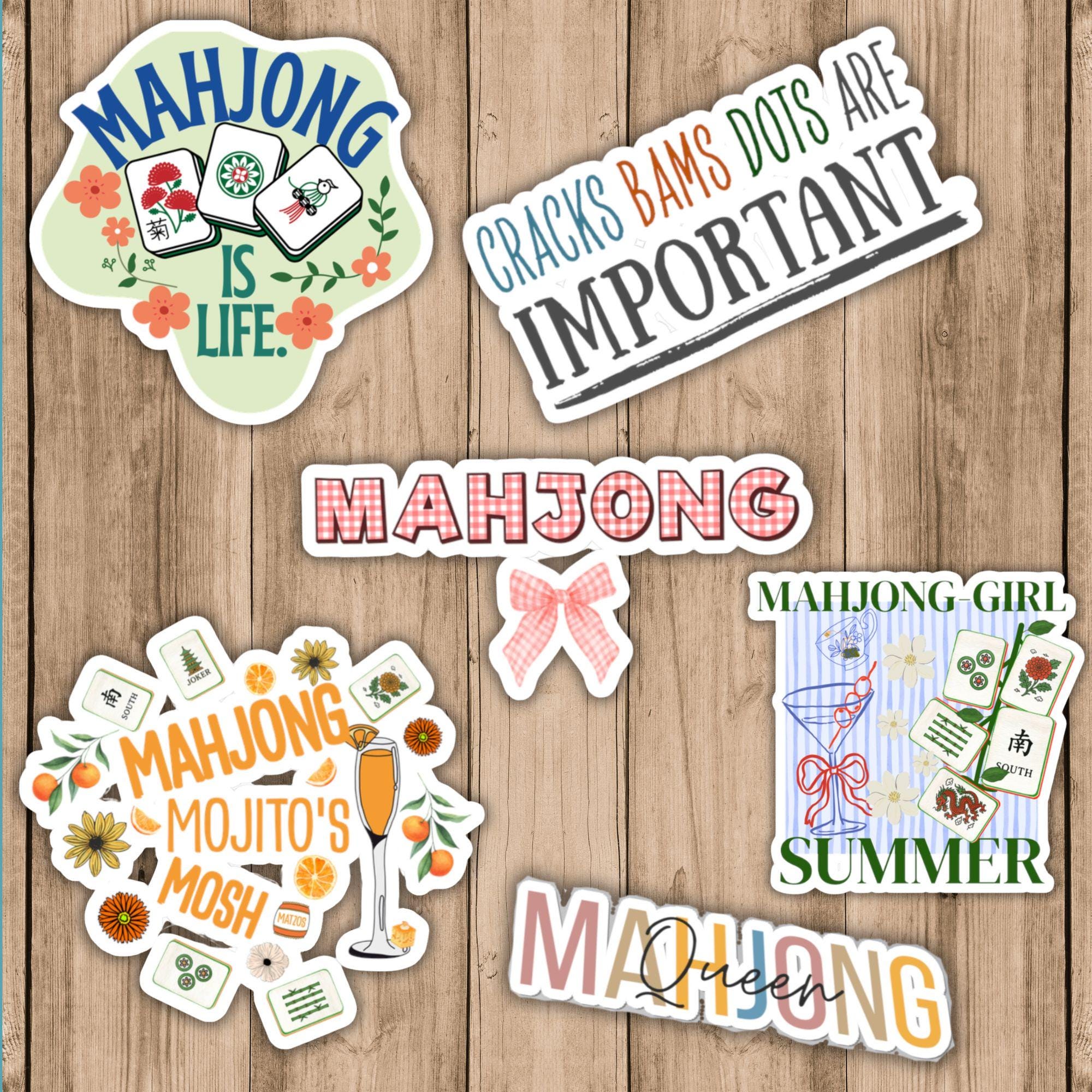 Mahjong Stickers: Mom Mahj Squad Party Favors, Ladies Game Night, Mahj ...