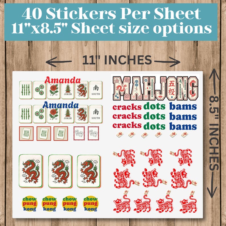 Personalized Mahjong Sticker Sheets: Mahj Game Night Scrapbook Decals ...