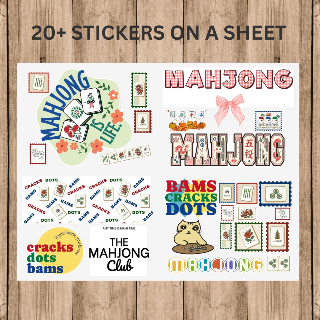 Fun Mahjong Sticker Sheets, Mahj Ladies Game Night Prize, Mahj ...