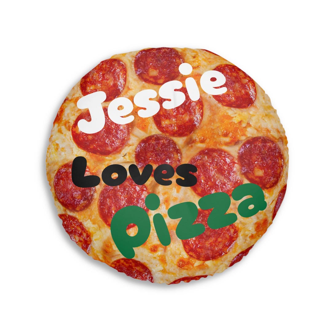 Pizza Lover Round Tufted Floor Pillow, Personalized Pepperoni Cheese ...