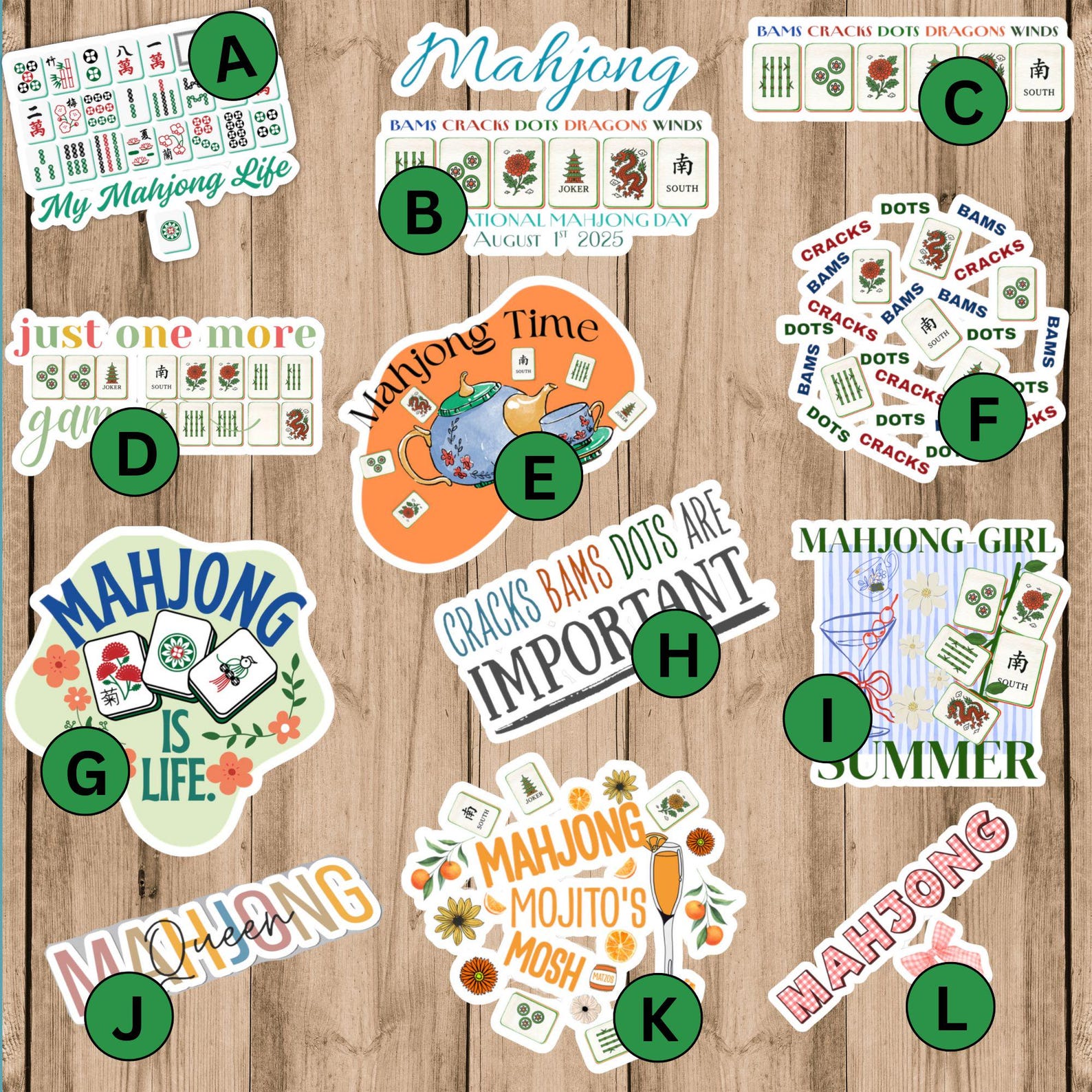 Mahjong Stickers: Mom Mahj Squad Party Favors, Ladies Game Night, Mahj ...
