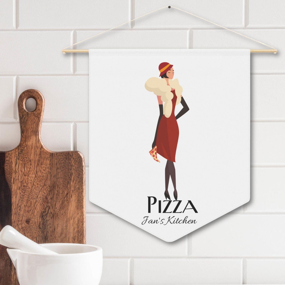 Custom Lady Pizza Kitchen Pennant Banner Gift,personalized Wall Hanging ...