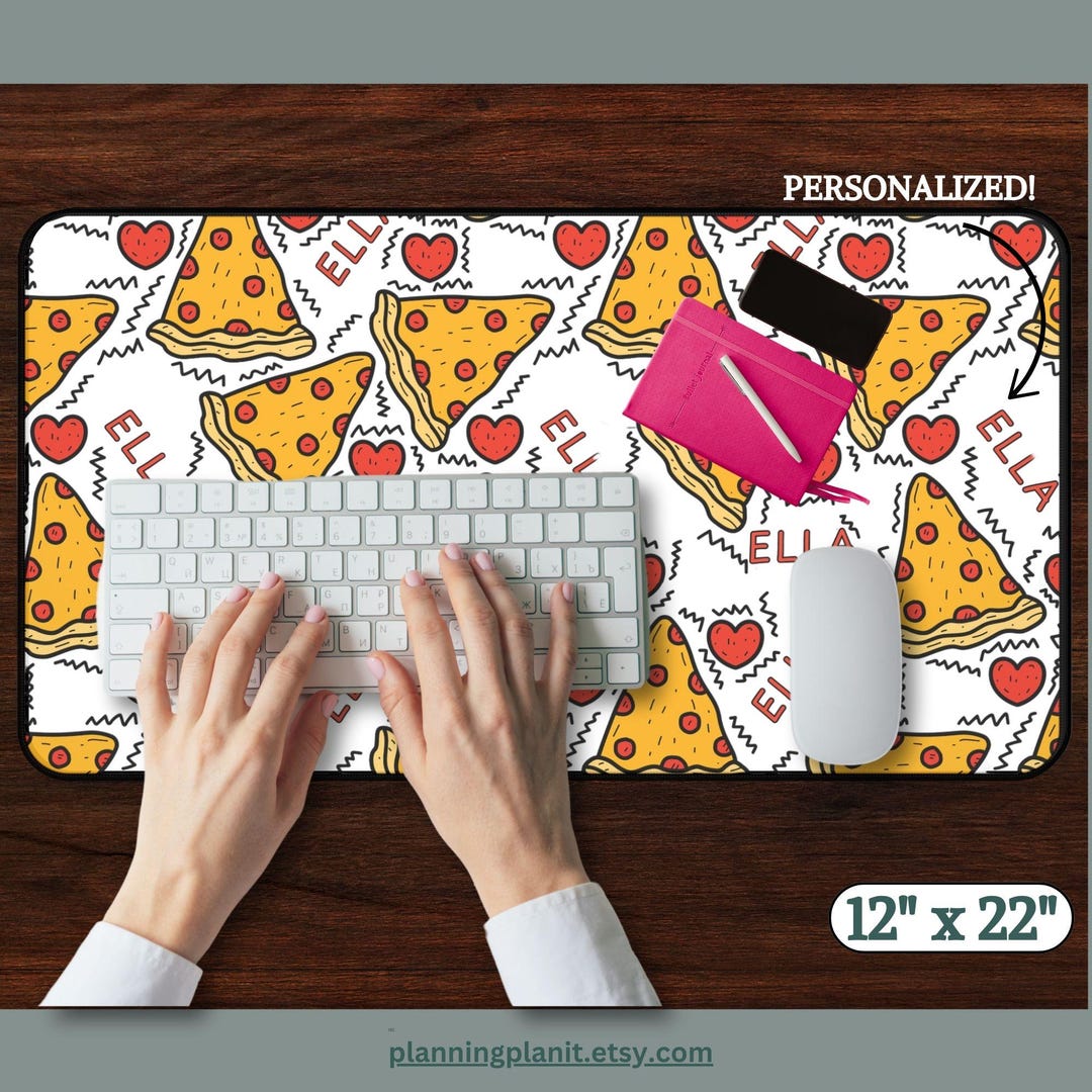 Fun Custom Pizza Desk Mat for Pop Art Lovers, Personalized Home Office ...