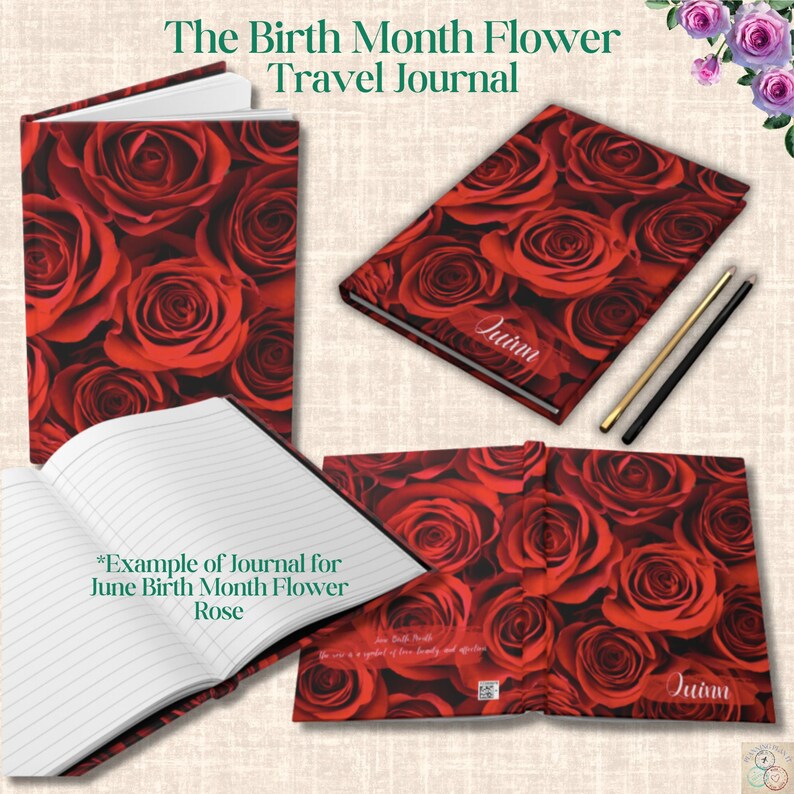 Personalized Birth Flower Travel Journal April Sweet Pea Hardcover ...