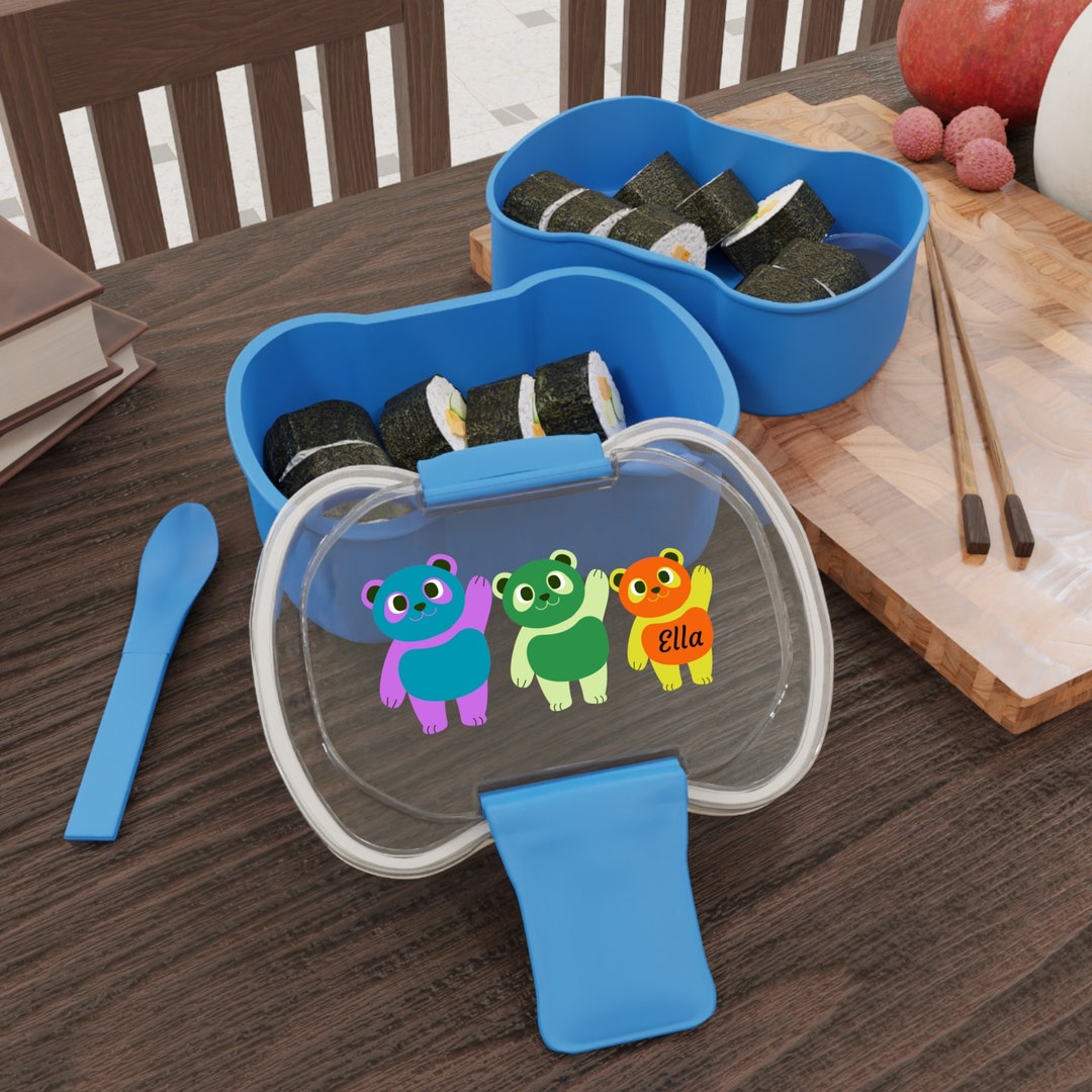 Personalized Travel Two-tier Neon Panda Bento Box, Trip Snack Box Gift ...