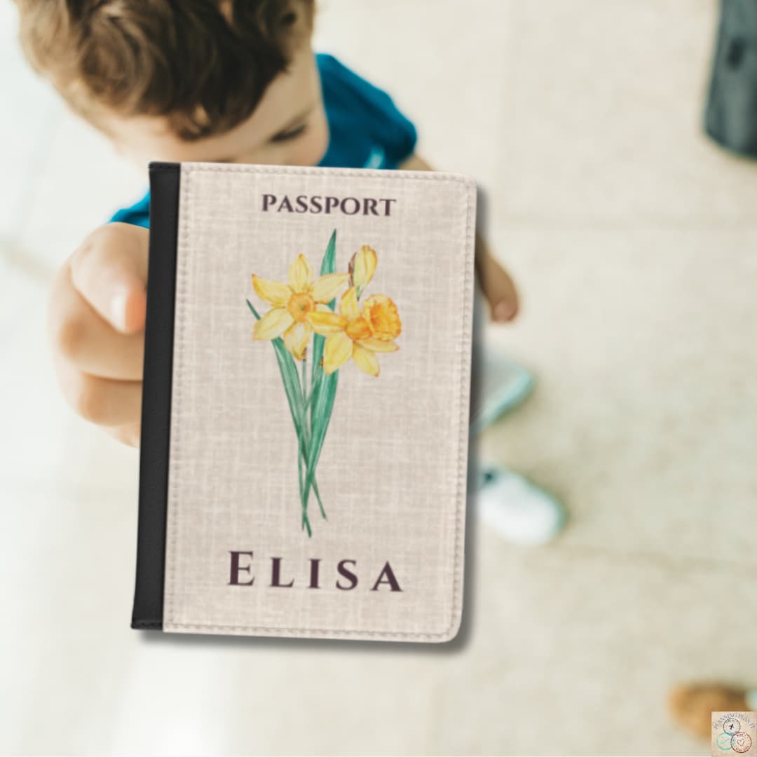 Personalized Birth Month Flower Passport Holder Gift March Daffodil ...