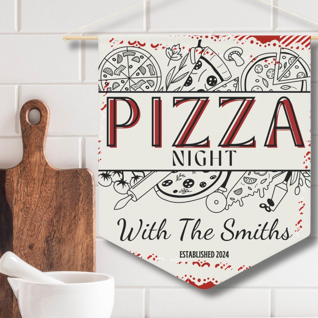 Custom Pizza Night Pennant Banner: Personalized Kitchen Decor - Etsy