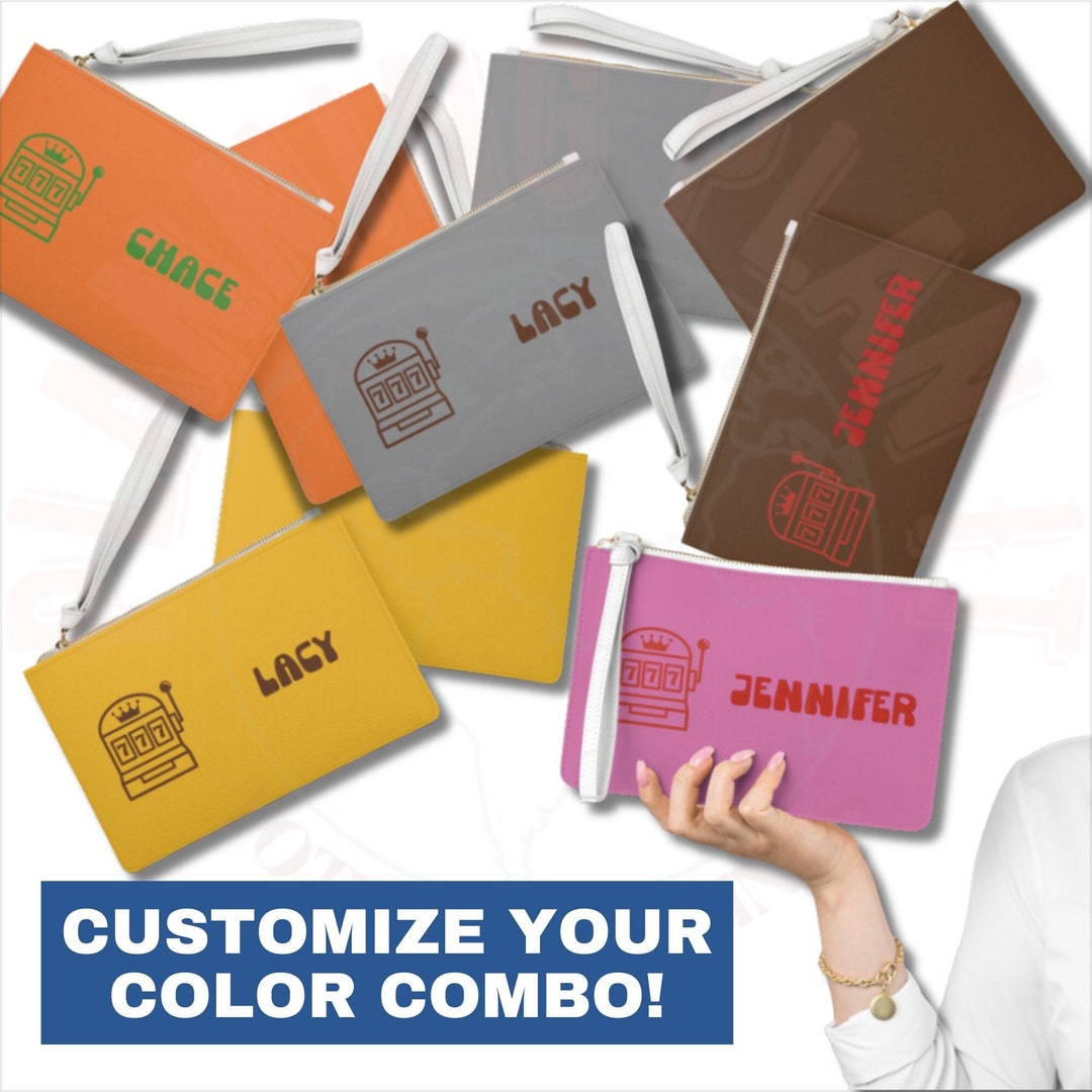 Personalized Coins Chips Clutch With Wrist Strap Slot Machine Travel ...
