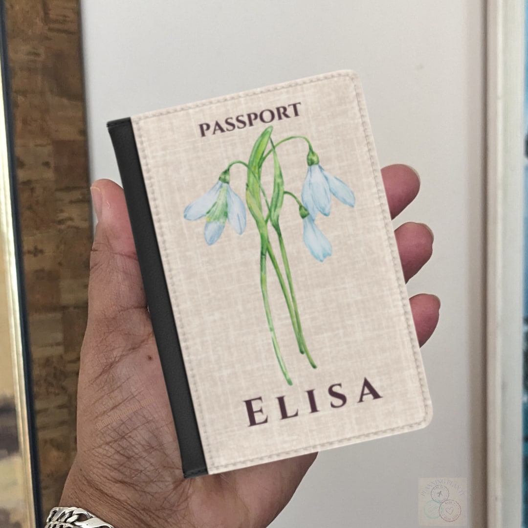 Personalized Birth Month Flower Passport Holder January Snowdrop Cover ...