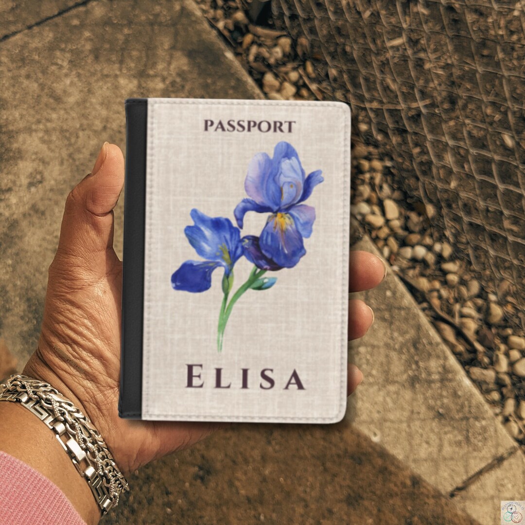 Personalized Birth Month Flower Passport Holder Gift February Iris ...