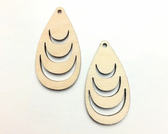 Open Teardrop Geometric Earring Blanks DIY Bulk Wood Earring Blanks DIY ...