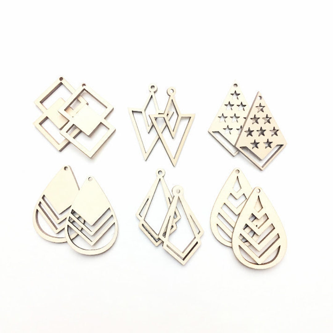 12 Piece Variety Pack Earring Blanks DIY Wood Earring Blanks DIY Craft ...