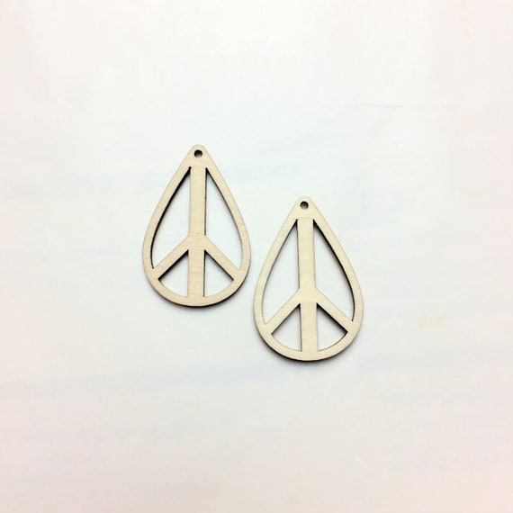 Peace Sign Teardrop Earring Blanks DIY Wood Earring Blanks DIY - Etsy