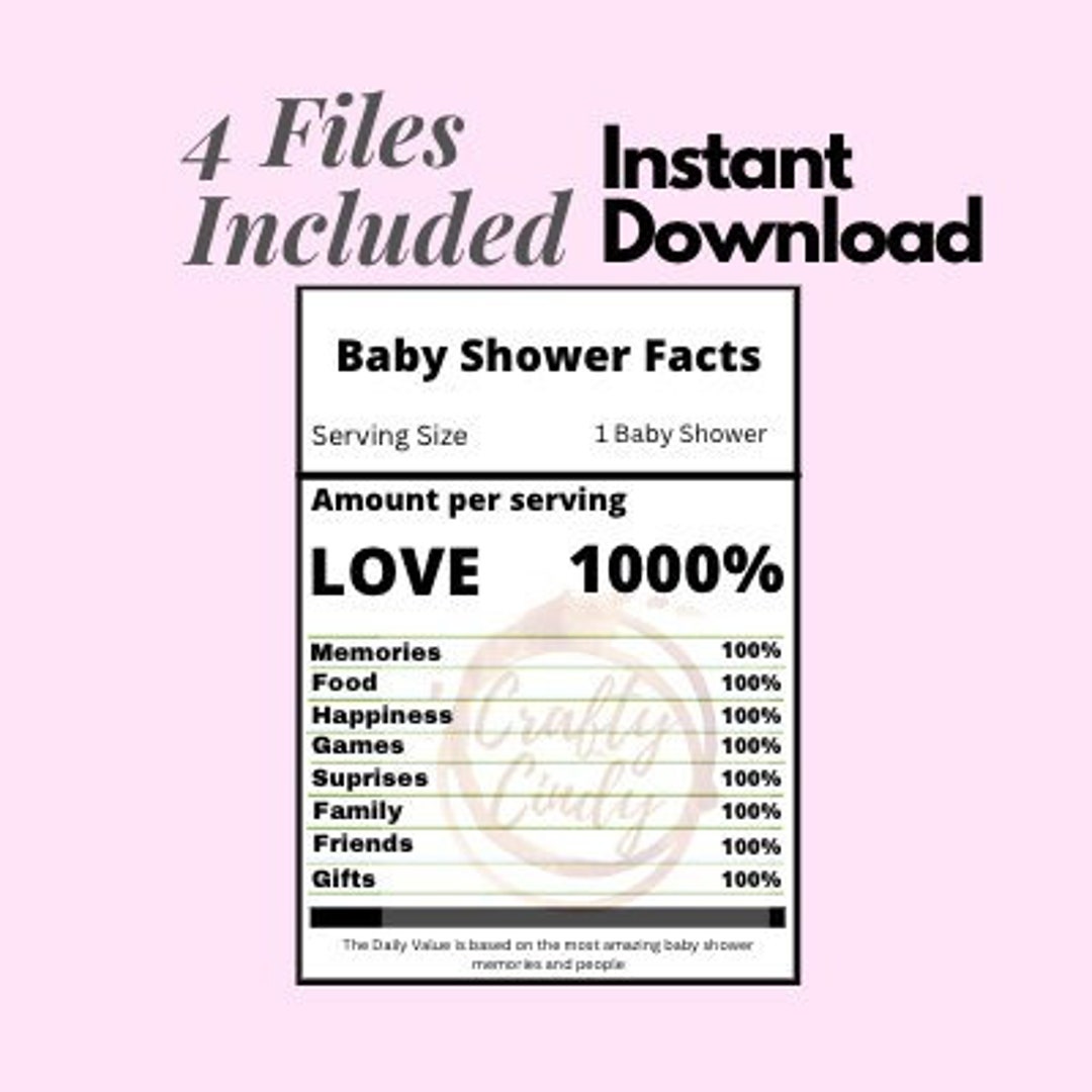 Baby Shower Nutrition Facts for Custom Chip Bags Instant Download ...