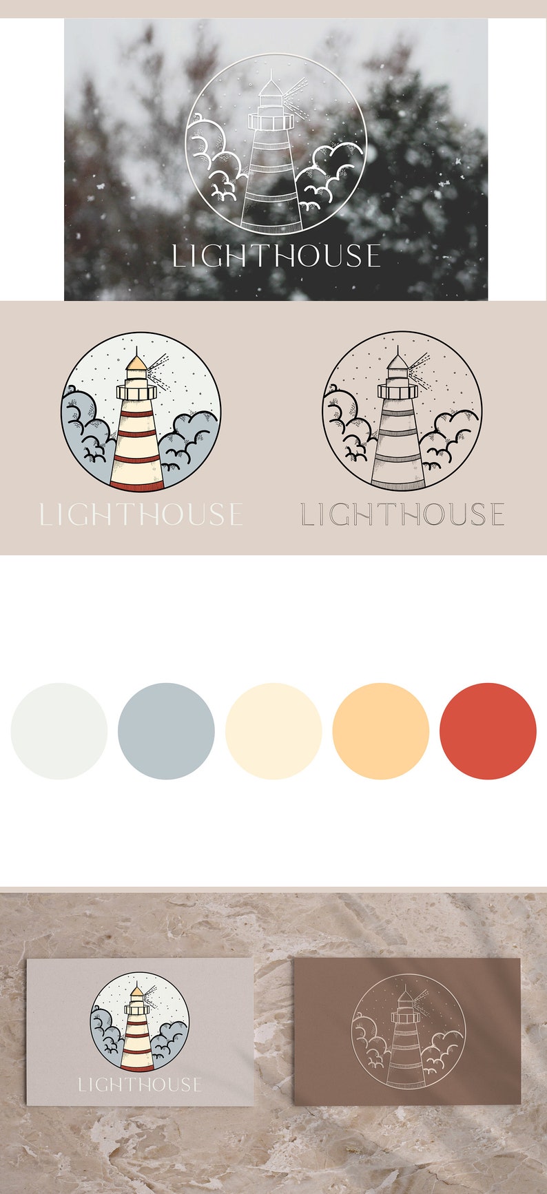 Lighthouse Premade Vintage Logo Design Branding Photography - Etsy