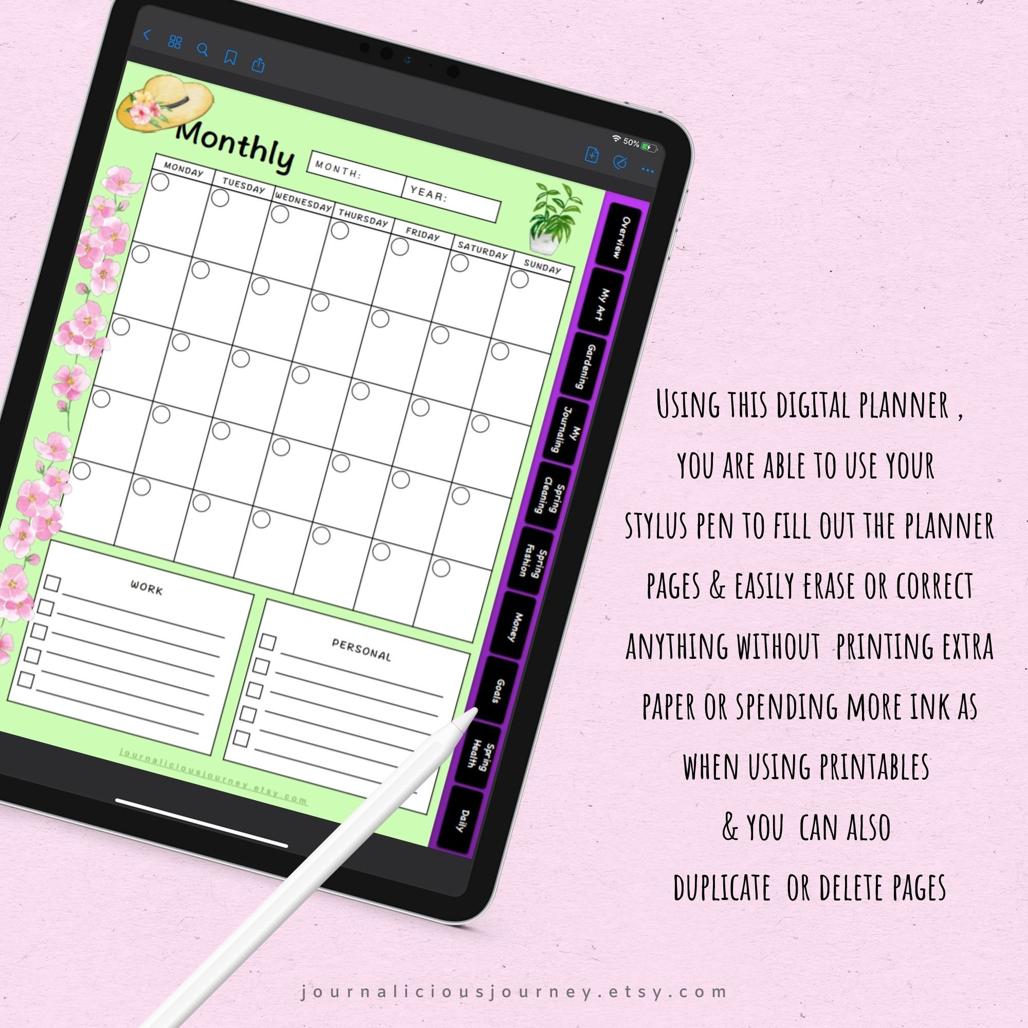 My Spring Digital Journal Instant Download Undated Yearly Planner Goal ...