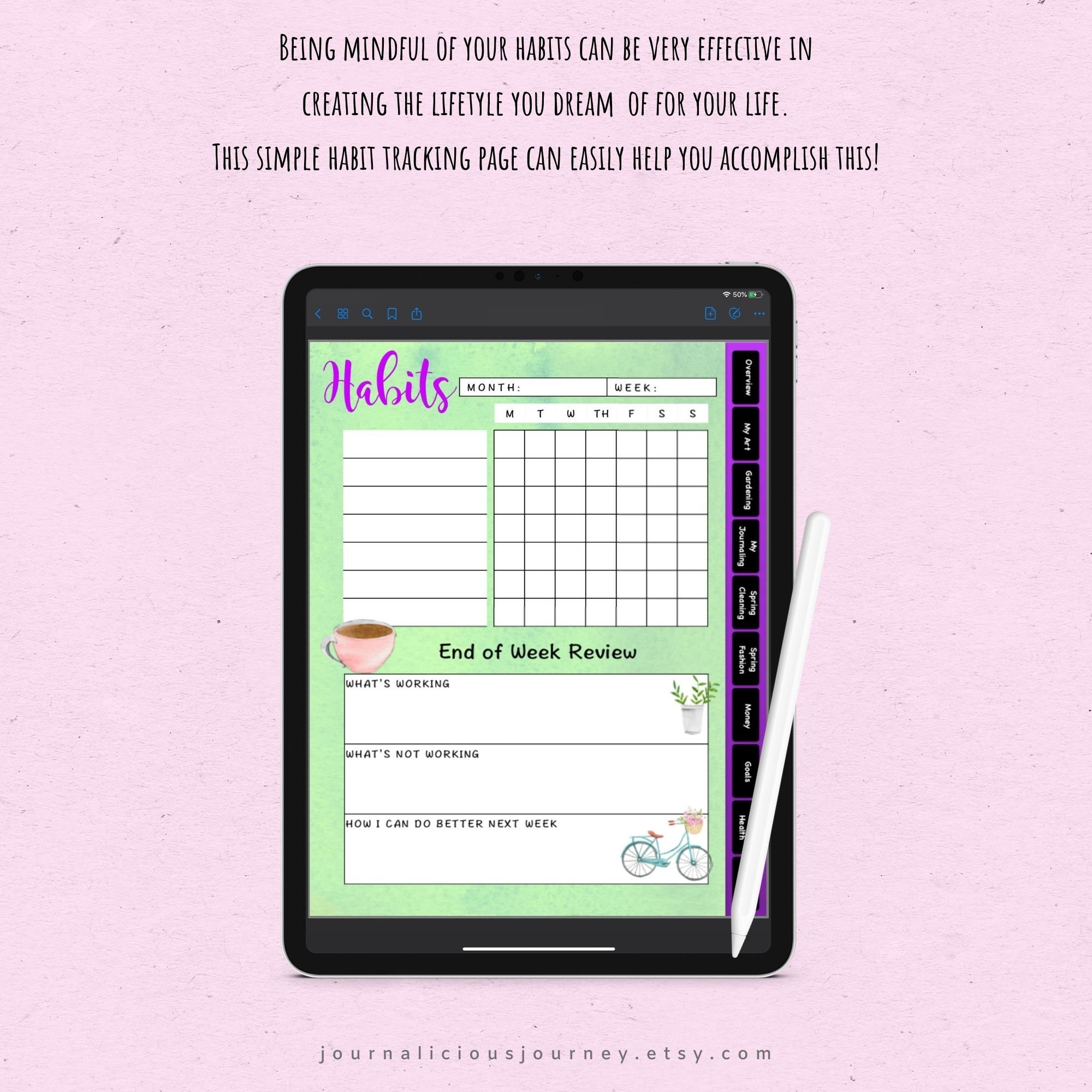 My Spring Digital Journal Instant Download Undated Yearly Planner Goal ...