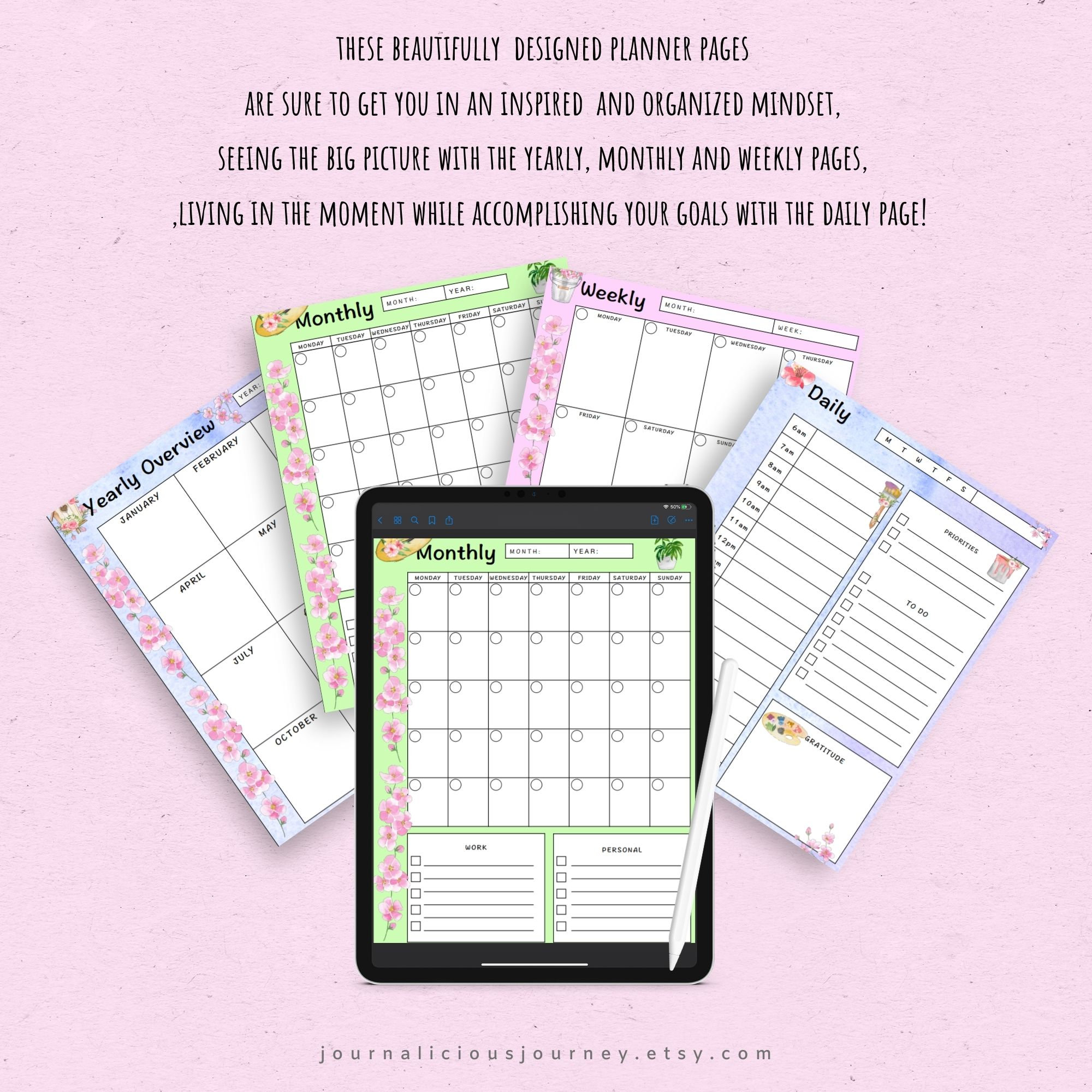 My Spring Digital Journal Instant Download Undated Yearly Planner Goal ...