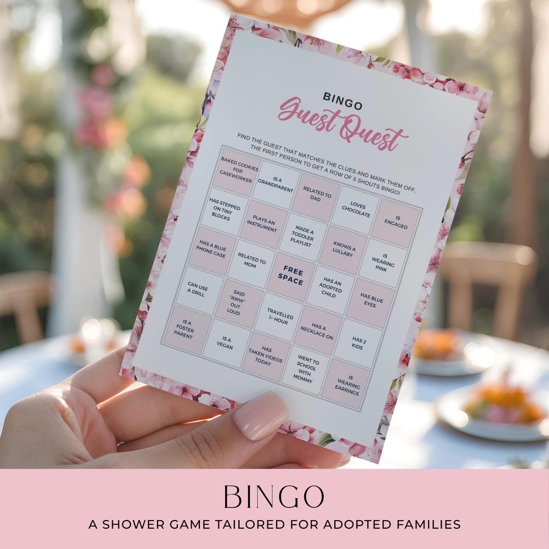Adoption Shower Bingo Game, Printable Cherry Blossom Party Game ...