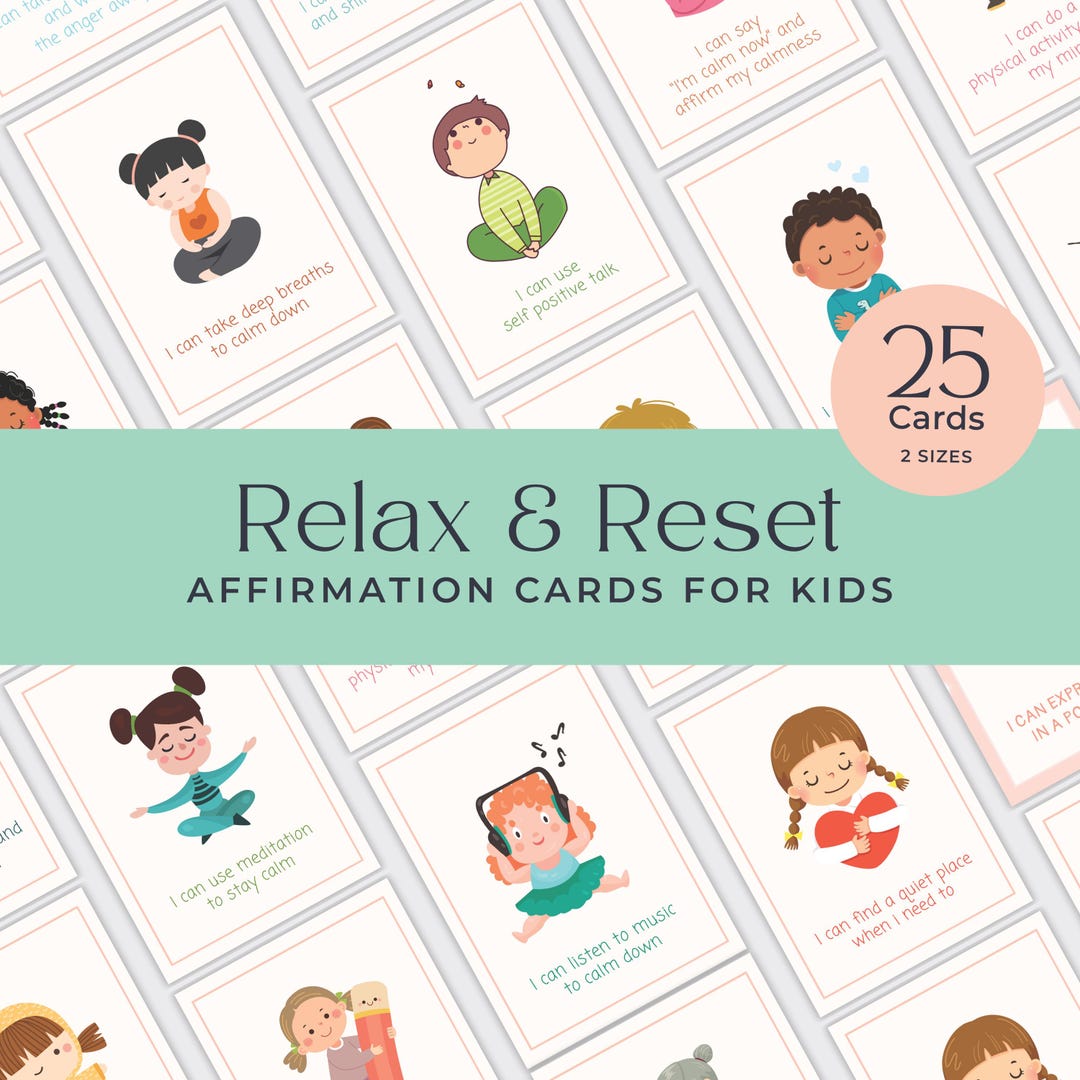 Relax & Reset Positive Affirmation Cards, Mindfulness Cards for Kids ...