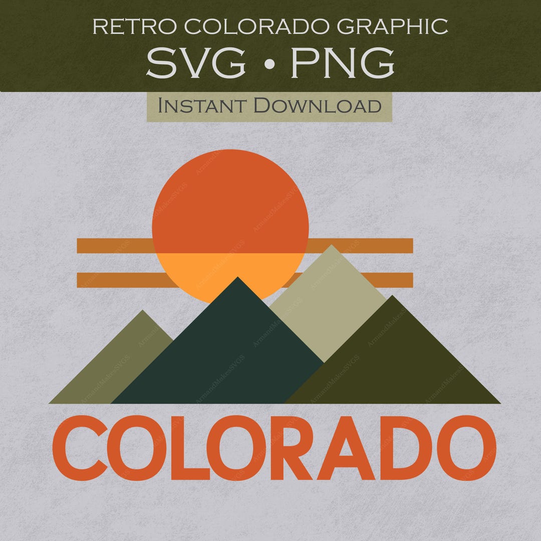 Colorado Mountain Sunset SVG PNG | Retro Geometric Mountains | Colorado ...