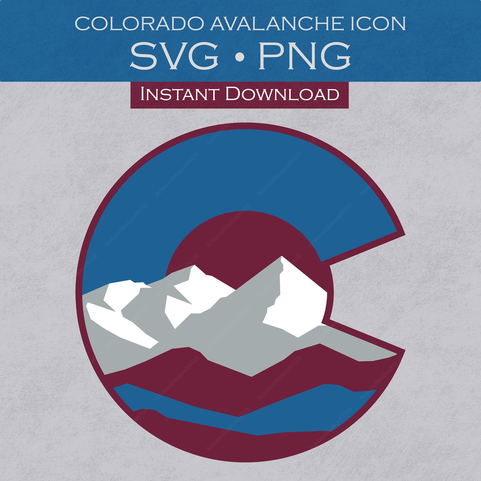 Colorado Avalanche-inspired Sunset Svg and Png | Layered Colorado Icon ...