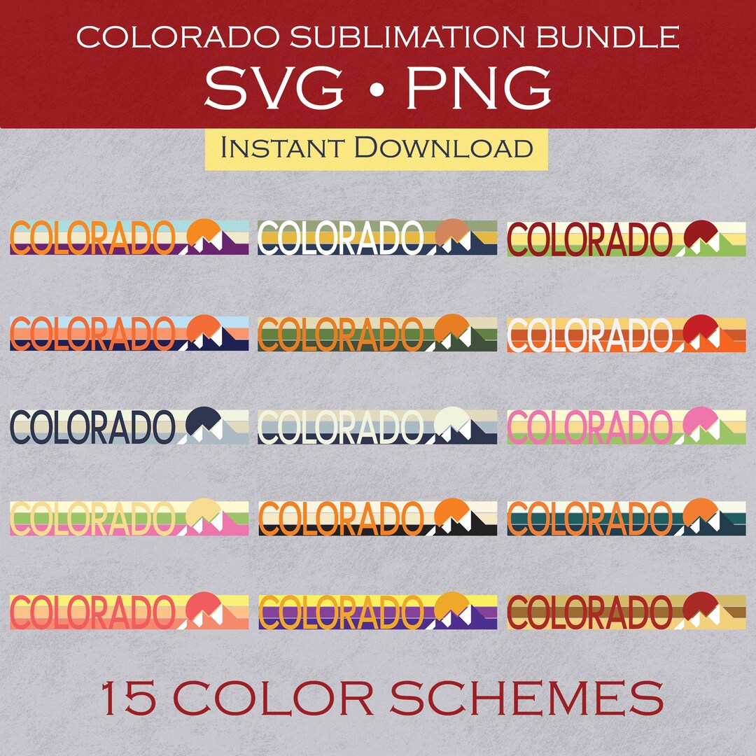 Colorado Sublimation Bundle SVG PNG | 15 Designs | Colorado Mountain ...