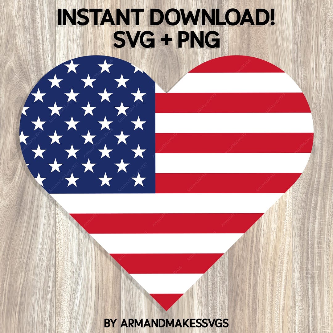 American Flag Heart SVG PNG | Patriotic Heart Cut File | USA Red White ...